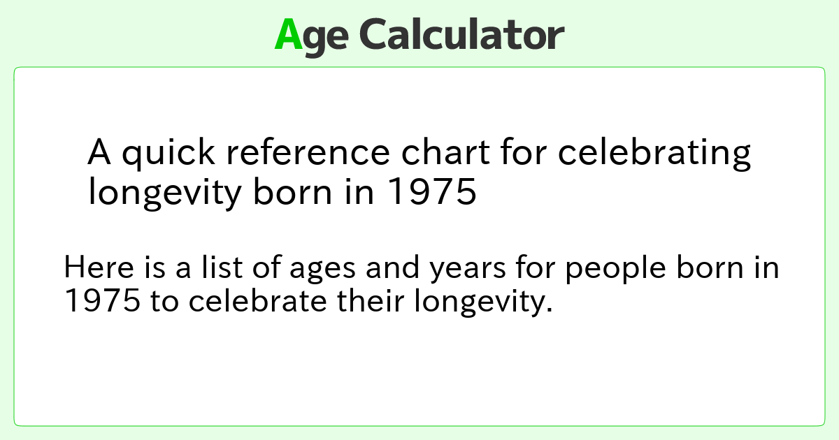 A quick reference chart for celebrating longevity born in 1975 - Age ...