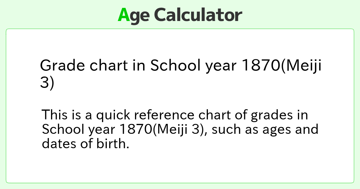 Grade chart in School year 1870(Meiji 3) - Age Calculator Site