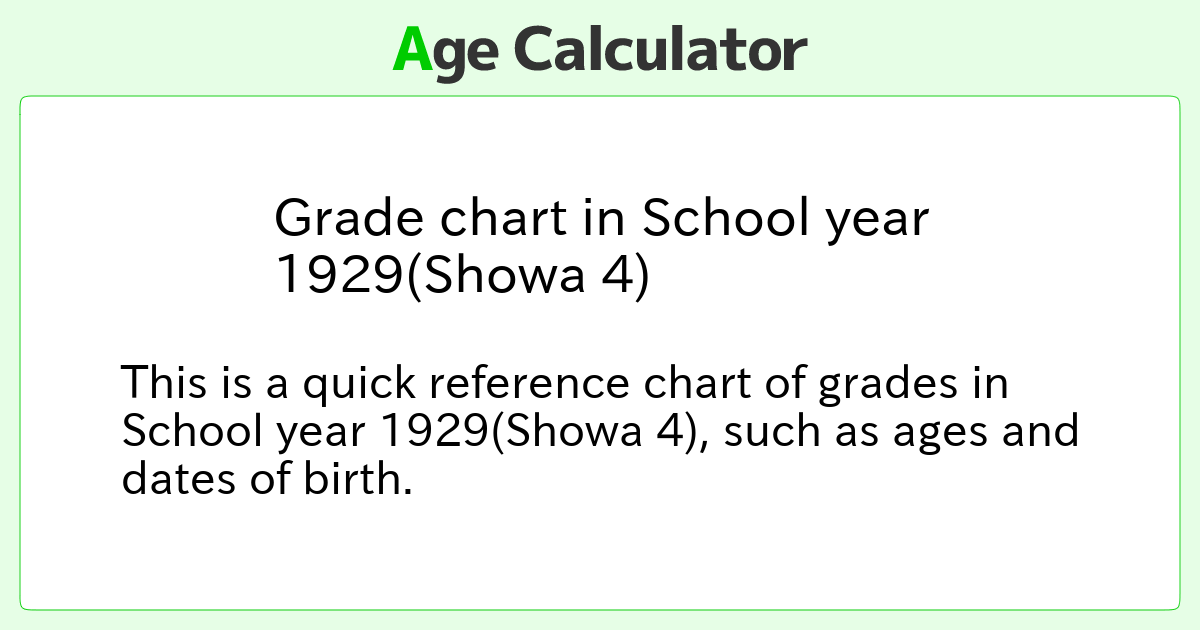 Grade chart in School year 1929(Showa 4) - Age Calculator Site