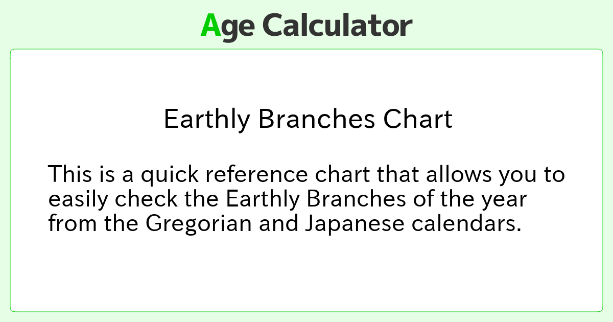 Earthly Branches Chart - Age Calculator Site